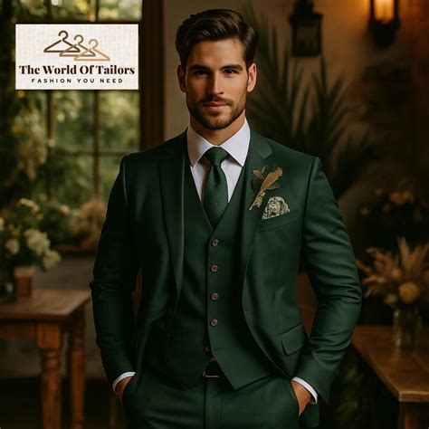 Custom Emerald Green Suit Slim Fit 3 Piece Wedding Tuxedo Groom Outfit
