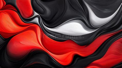 Abstract Fluid Art With Vibrant Red Black And White Colors Creating A Mesmerizing And Dynamic