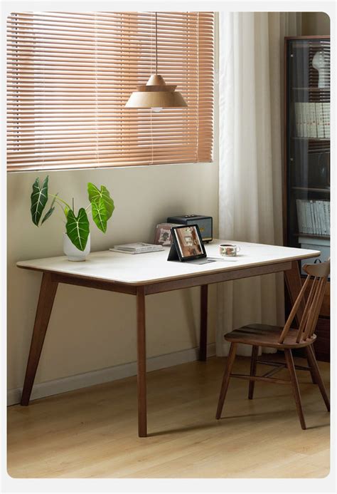 Solid Wood Dining Table Modern Simple Restaurant Rock Plate Dining Table Oak Rectangular Wall