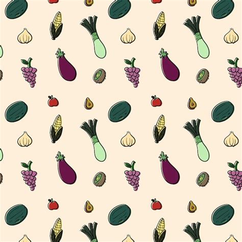Premium Vector Fruit And Vegetable Pattern