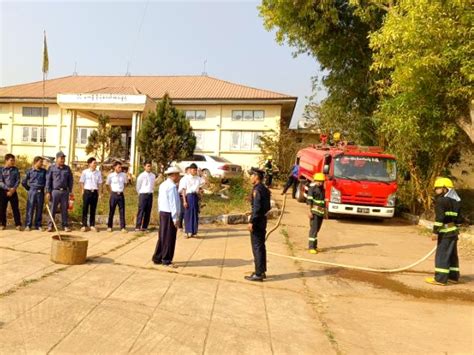 မိုးနဲမြို့နယ်ရှိ ၆၆ ကေဗွီဓာတ်အားခွဲရုံ၌ မီးဘေးအန္တရာယ်ကာကွယ်ရေး ဇာတ်တိုက်လေ့ကျင့
