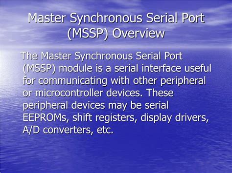 ppt master synchronous serial port mssp overview powerpoint presentation id 1111402