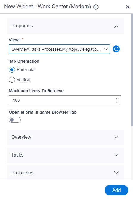Work Center Modern Widget Screen Work Center Modern Widget Screen