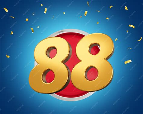 Premium Photo Gold Number 88 Gold Number Eighty Eight On Rounded Red