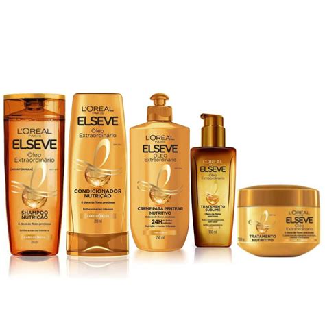 Kit Elseve Óleo Extraordinário Completo 5 Unidades Sh Cond 200ml Creme Pent 250ml Creme