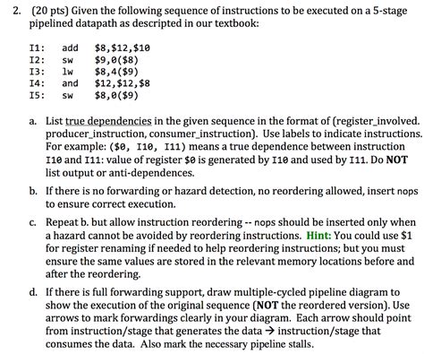 solved given the following sequence of instructions to be