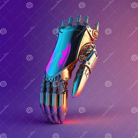 Image Of Cyber Prosthetic Of Hand On Blue Background Created Using