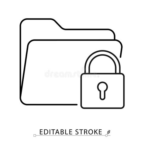 A Secure Folder Icon In Minimalist Style With Editable Stroke Locked Document Private Access