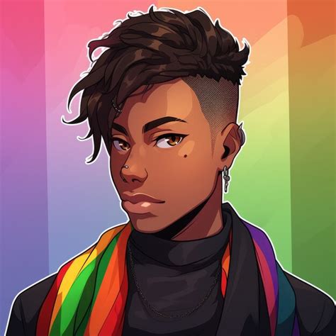 Androgynous Avatar Of Non Binary Queer Person Ai Generated Image