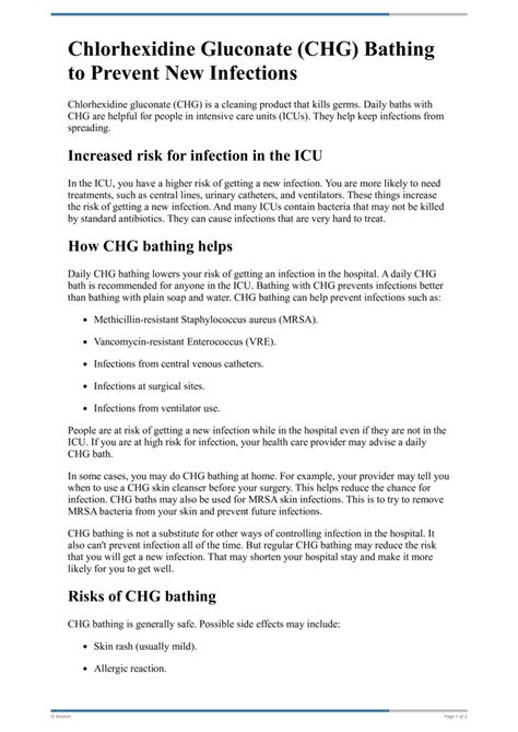Text Chlorhexidine Gluconate Chg Bathing To Prevent Infections