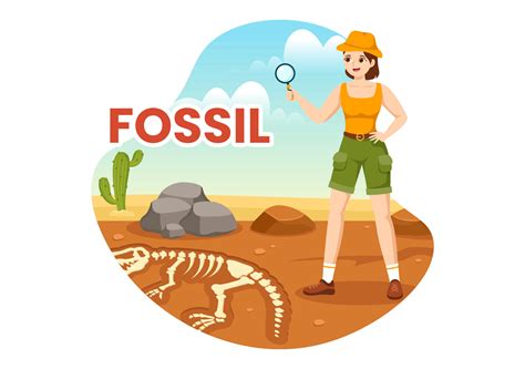 Fossil Illustration With Archaeologists Finds Dinosaurs Skeletons On Excavations Or Digging Soil