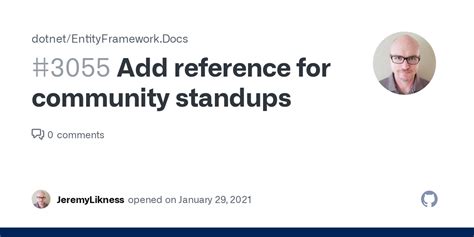 Add Reference For Community Standups · Issue 3055 · Dotnetentityframeworkdocs · Github