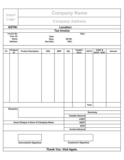 Gst Invoice Format In Excel Word Pdf And Jpeg Format 7 51 Off