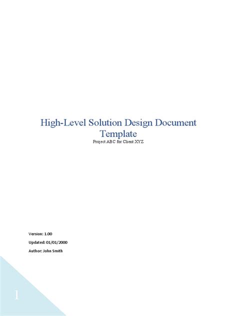 High Level Solution Design Document Template Pdf Design Databases