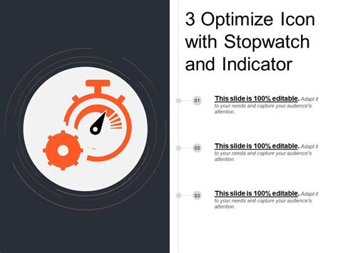 3 Optimize Icon With Stopwatch And Indicator Presentation Powerpoint