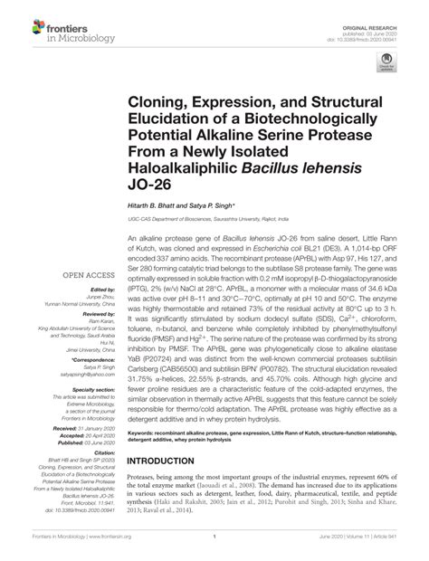 Pdf Cloning Expression And Structural Elucidation Of A Biotechnologically Potential Alkaline