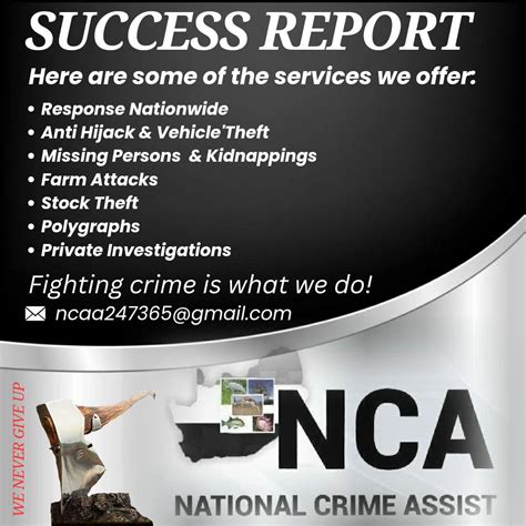 Missing Persons Report Rustenburg National Crime Assist