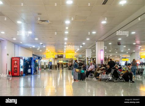 A View In The Arrivals Hall At London Heathrow Airport Terminal 3 In