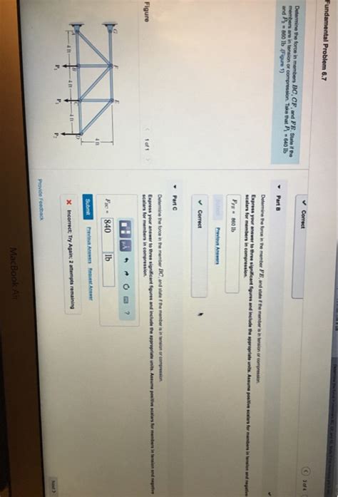 Solved Fundamental Problem 6 7 Determine The Force In