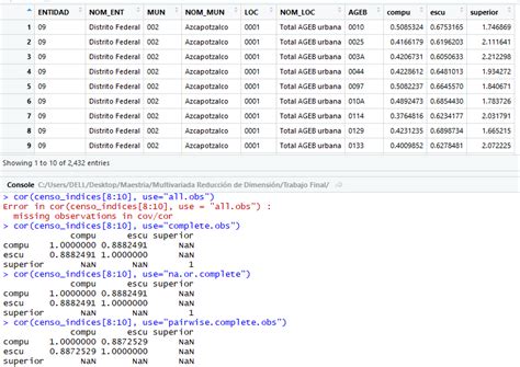 Cor Throws Nan Even After Usecompleteobs Rrstats