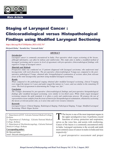 Pdf Staging Of Laryngeal Cancer Clinicoradiological Versus Histopathological Findings Using