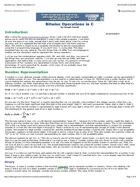 Bitwise Operations In C Pdf Bit Numbers