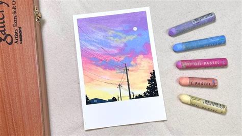 오일파스텔로 전봇대 풍경 그리기 오일파스텔 종이 추천💁🏻‍♀️📜 Oil Pastel Drawing En 2024 Arte Dibujos