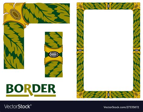 Old World Borders Tiled Frame In Plant Leaves Vector Image