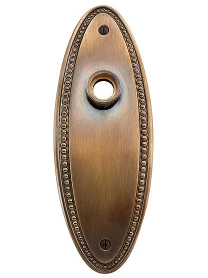 Solid Brass Beaded Oval Door Plate In Antique By Hand House Of Antique Hardware