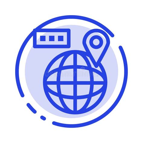 World Map Navigation Location Blue Dotted Line Line Icon Stock