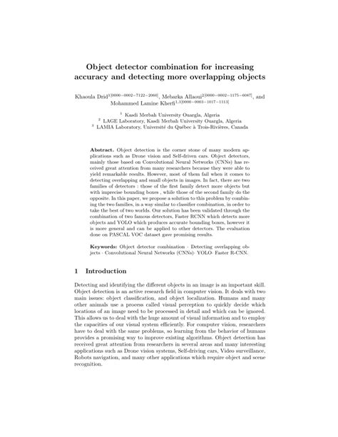 Pdf Object Detector Combination For Increasing Accuracy And Detecting More Overlapping Objects