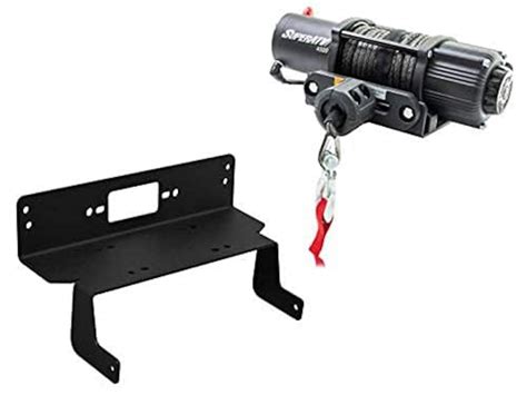 Superatv Black Ops 4500 Lb Winch With Winch Mounting Plate For Polaris Ranger Midsize 400 500
