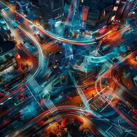Smart City Intersection With Autonomous Vehicles Premium Ai Generated Image