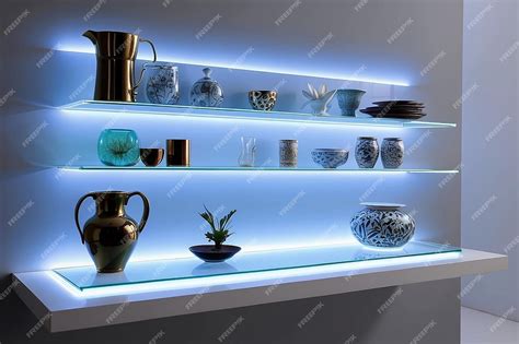 Premium Photo Floating Glass Shelves With Led Lighting For Modern Display