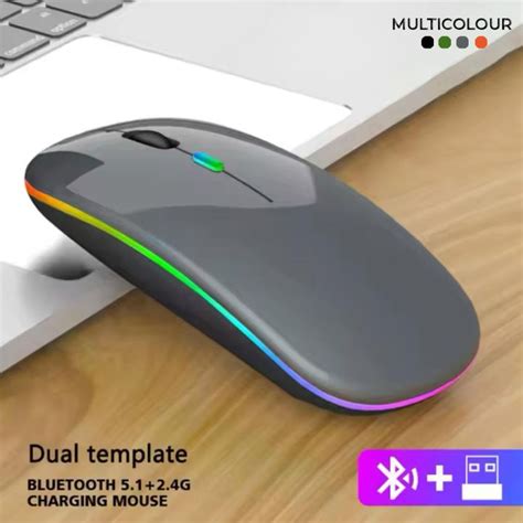 Ultra Slim Dual Mode Usb Dongle 5 1 Bluetooth Mouse Rechargeable Battery Gaming Rgb Wireless