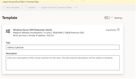 Azure Lab Services Template Will Not Start Microsoft Qanda