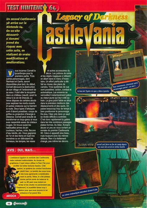 Scan Of The Review Of Castlevania Legacy Of Darkness Published In The Magazine Consoles 098