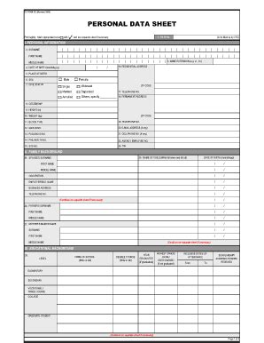 PERSONAL DATA SHEET HRDO Fill And Sign Printable Template Online