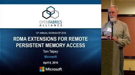 Rdma Extensions For Remote Persistent Memory Access Youtube