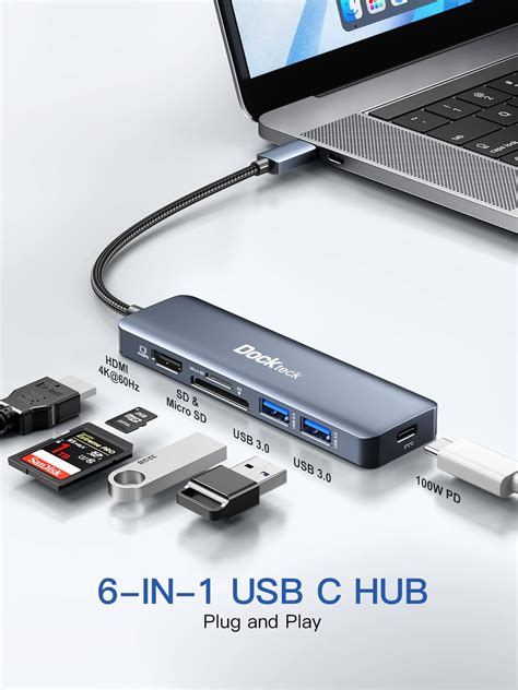 Dockteck 6 In 1 Usb C Hub Multiport Adapter Dockteck