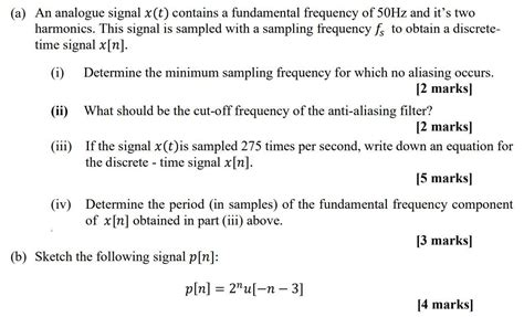 solved a an analogue signal x t contains a fundamental