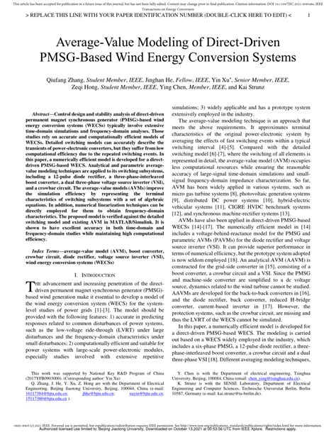 Pdf Average Value Modeling Of Direct Driven Pmsg Based Wind Energy Conversion Systems