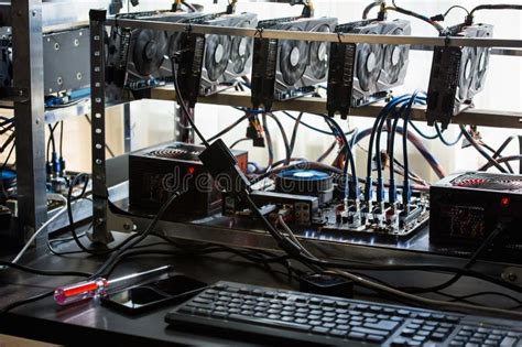 Computer For Bitcoin Mining Stock Photo Image Of Graphics Technology