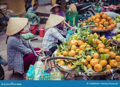 Fresh Vegetables And Fruits In Traditional Street Market In Hanoi Vietnam Editorial Stock