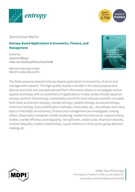Pdf Special Issue Reprint Entropy Based Applications In Economics Finance And Management