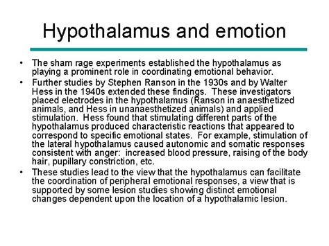 Hypothalamus And Limbic System Lecture 2 Daniel Salzman
