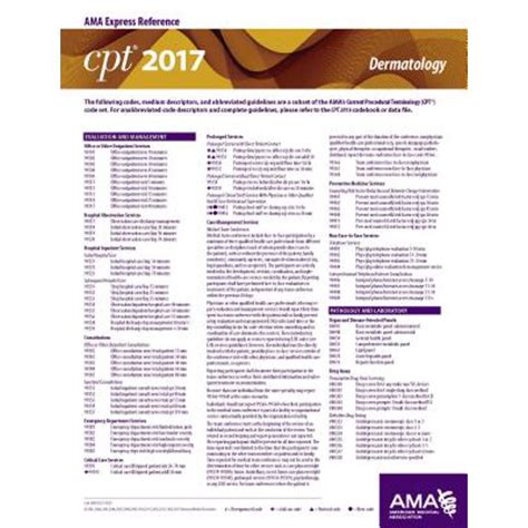 Cpt 2017 Express Reference Coding Card Dermatology
