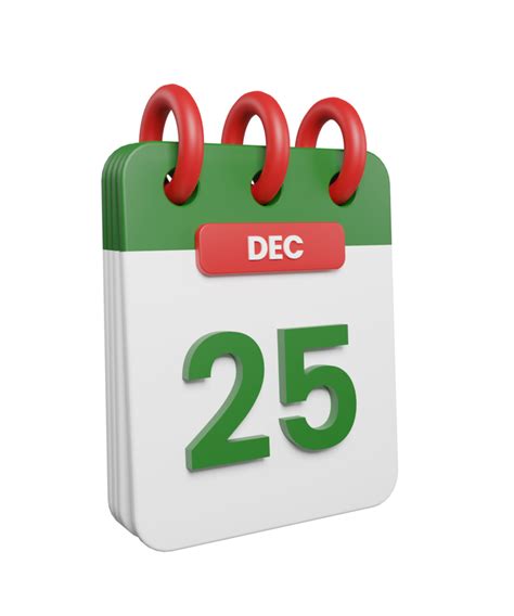 25 De Diciembre Calendario Ilustración 3d 13799509 Png