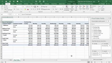 Placing Fields In A Pivot Table Youtube