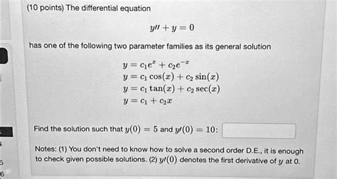 10 points the differential equation y ̈ y 0 has one of the